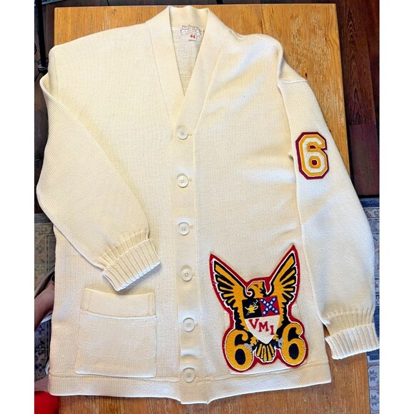 Pres Brown | Sweaters | 966 Vmi Wool Letter Sweater True Vintage White ...